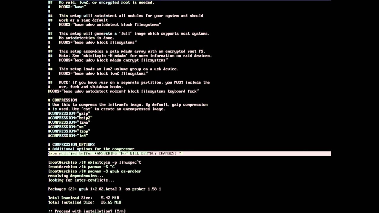 archlinux installation part06 - generate initrd & install grub (廣東話) - YouTube
