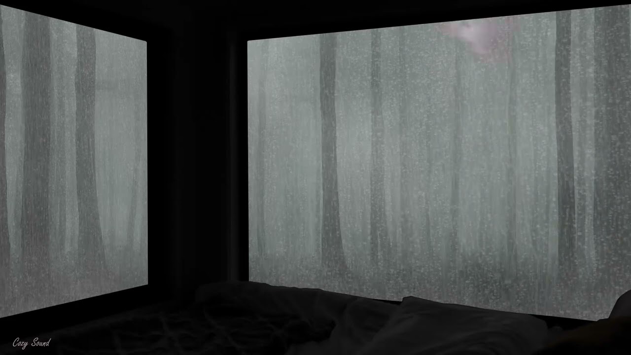 [No Thunder] Heavy Rain on Window in Forest for Sleeping | Cozy Rain ...