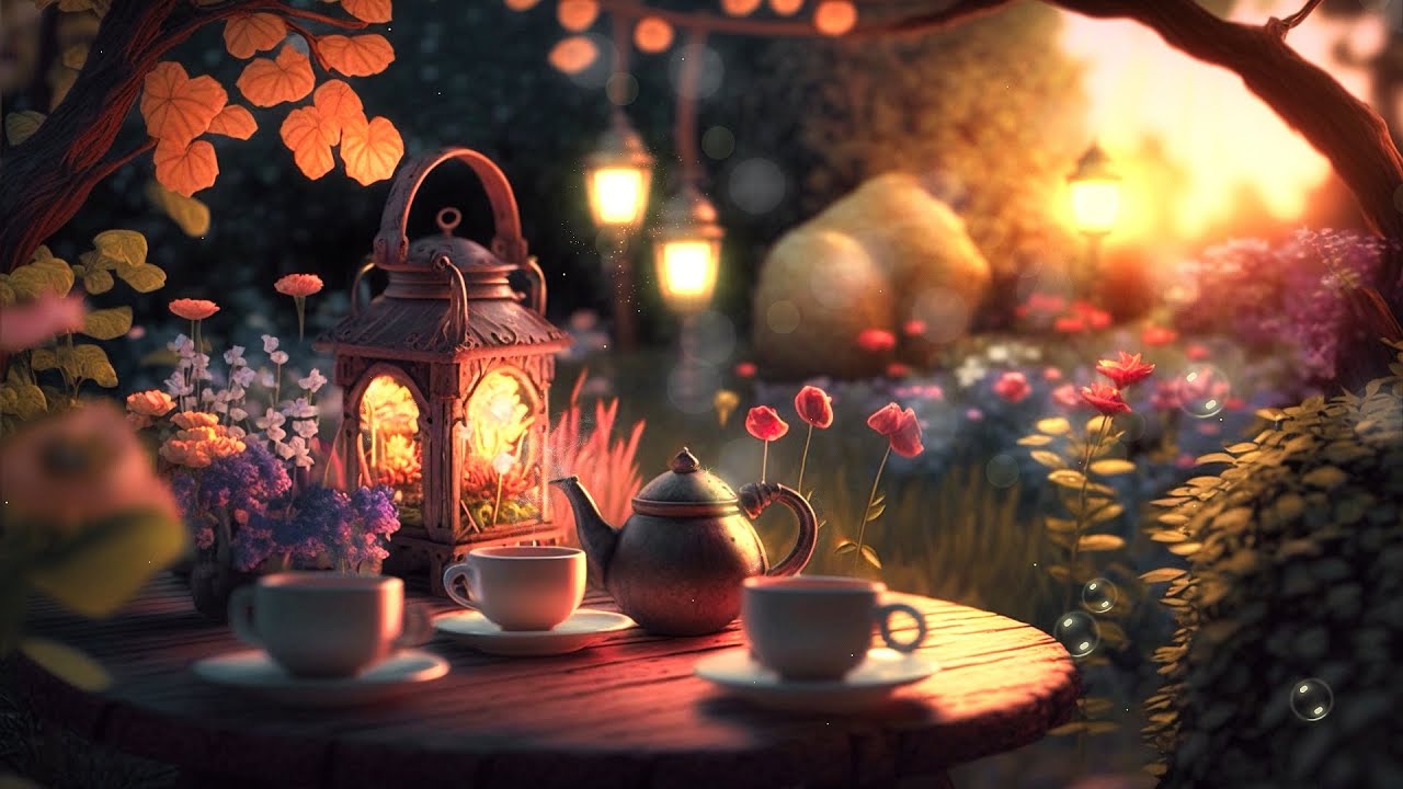 Cozy Tea Time In The Spring Garden Ambience ASMR ☕🌼Springtime Nature ...