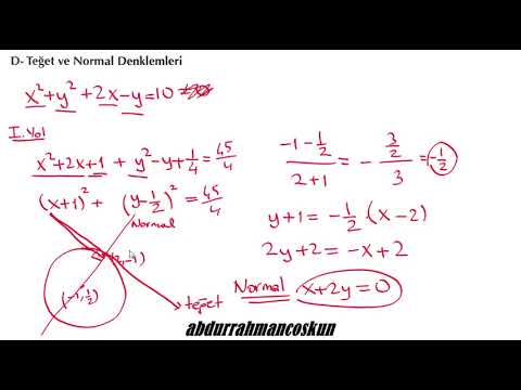 42) Analitik Geometri - ÇEMBERİN ANALİTİK İNCELENMESİ - Çemberde Teğet ve Normal Denklemler