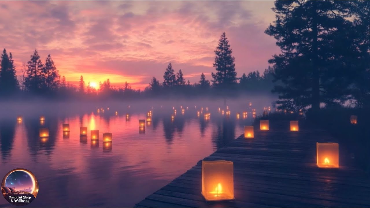 Floating Lanterns & Gentle Water Sounds 🌊 Night Ambience for Sleep ...