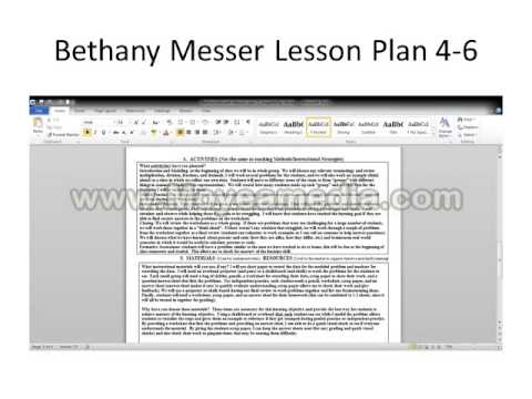 Bethany Messer Lesson Plan 4 6 - YouTube