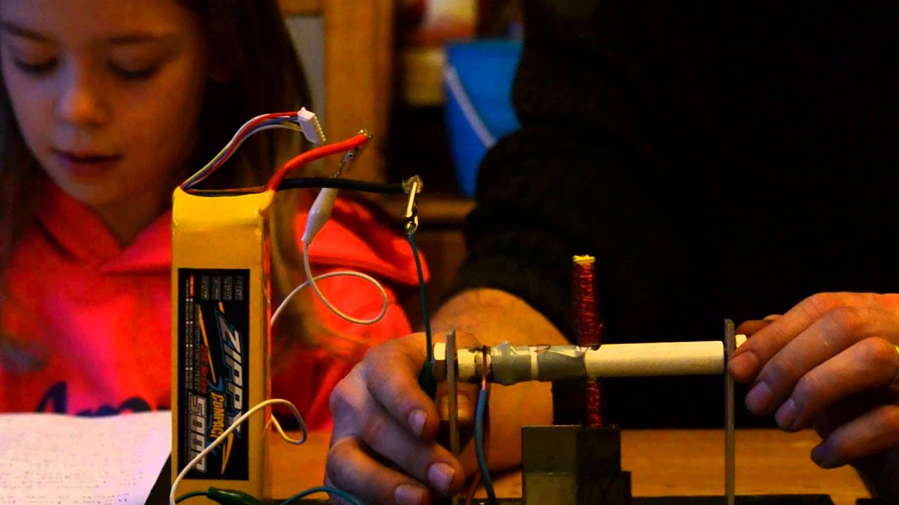 Electric Motor Science Project by 8 Year Old and her Dad - YouTube