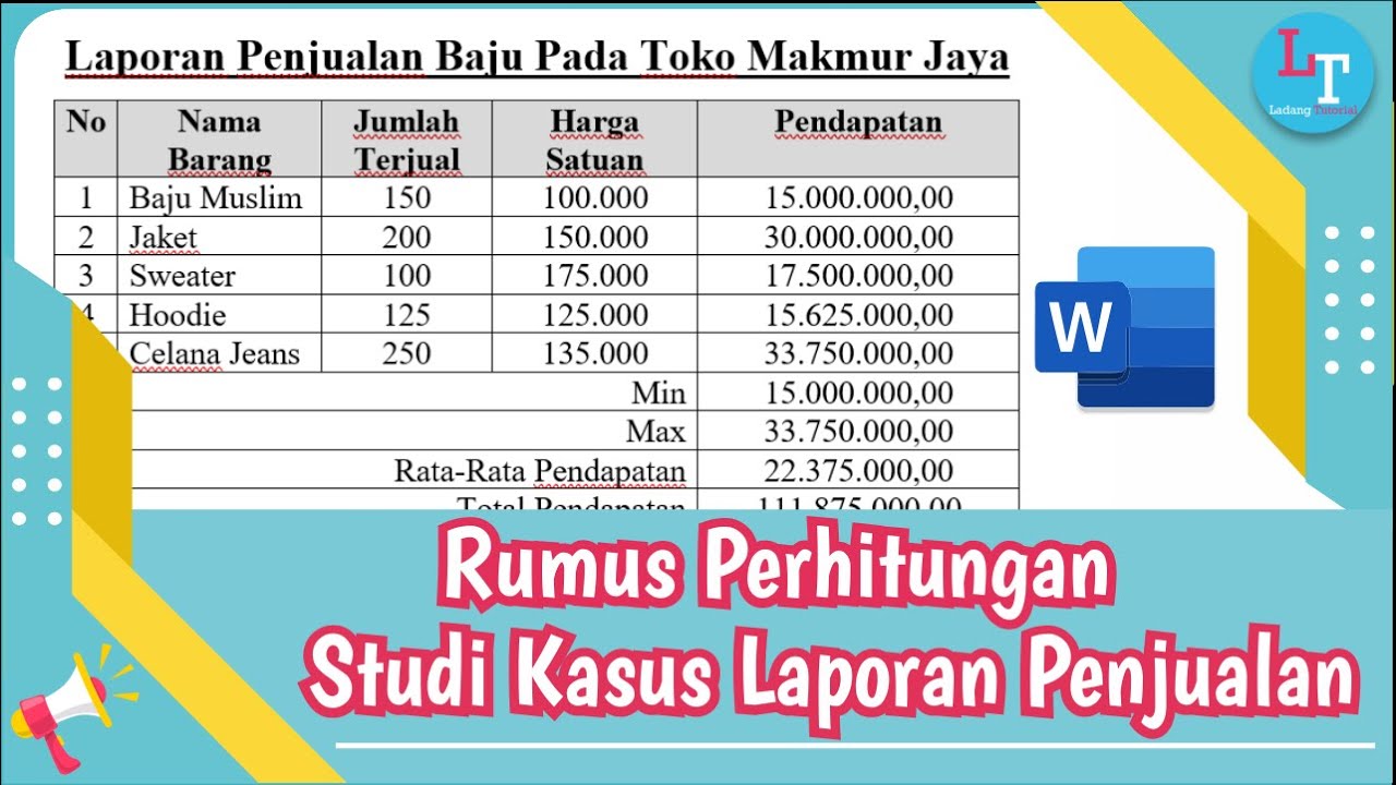 Cara Menerapkan Rumus Perhitungan Pada Laporan Penjualan di Ms Word ...