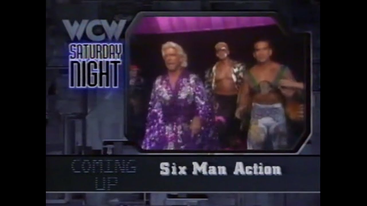 Ric Flair, Sting, & Ricky Steamboat vs Rick Rude & Nasty Boys Saturday ...