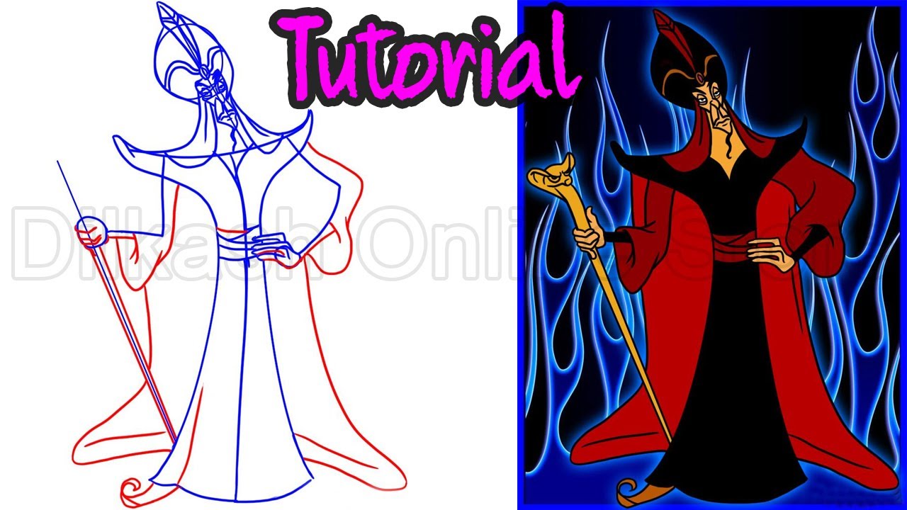 How to Draw Jafar - How to Draw Aladdin Characters - Dilkash.pk - YouTube