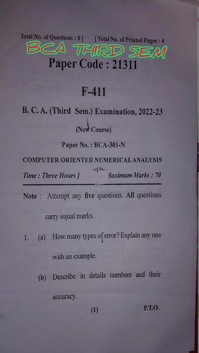 computer oriented numerical analysis question paper #short - YouTube