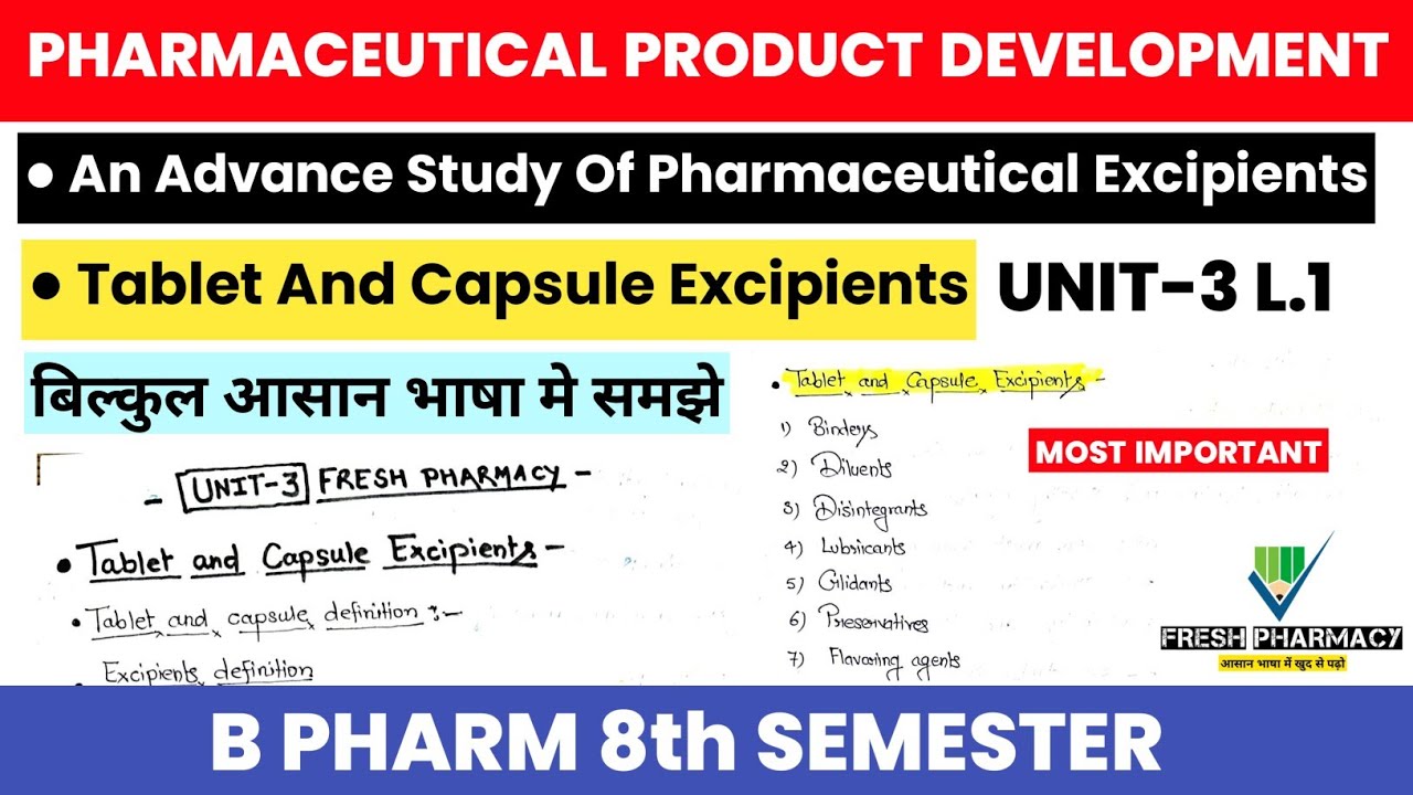 Tablet and Capsule Excipients in Pharmaceutical Product Development 8th ...