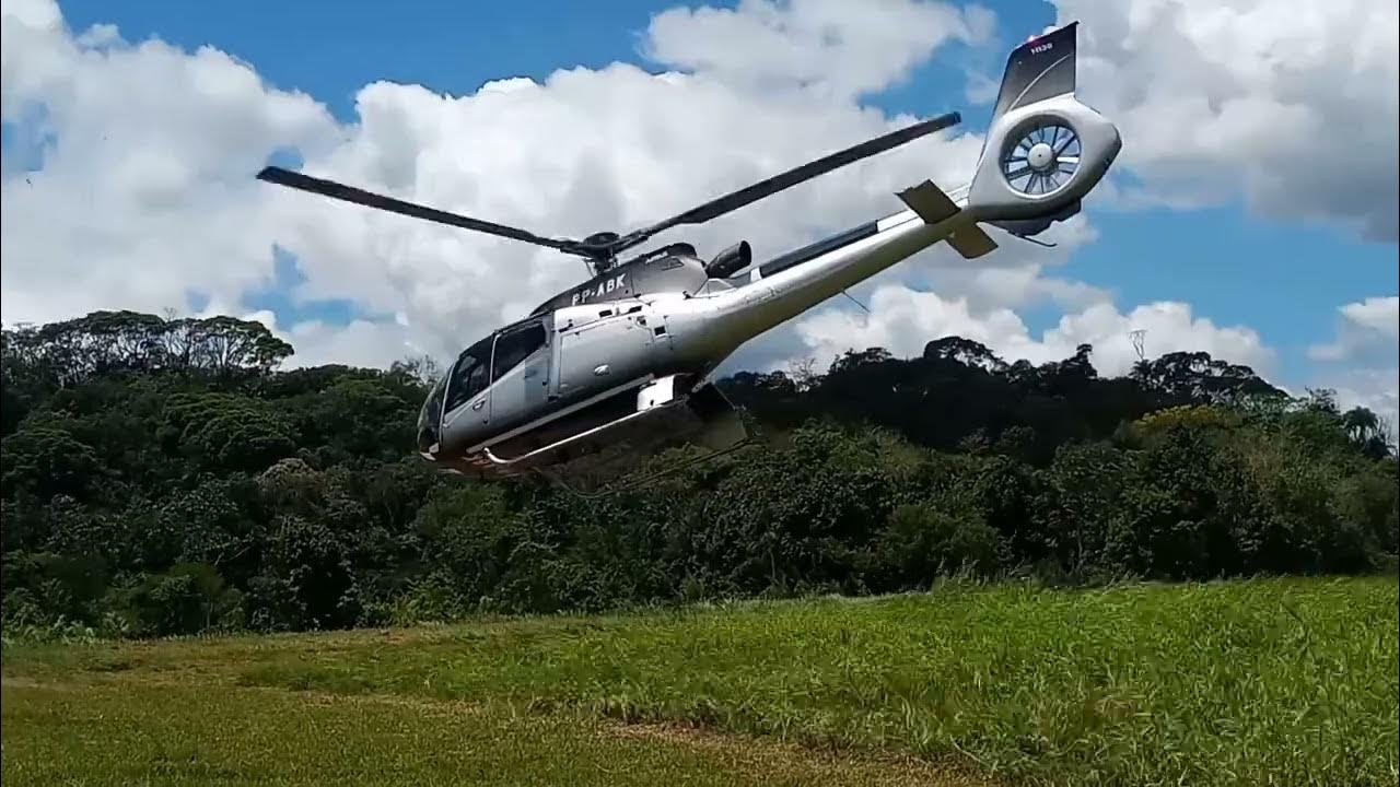 Decolagem do EC 130 T2 PP-ABK e pouso do Bell 407 PP-MJD no 4° Fly-in do Aeroclube de Blumenau ...