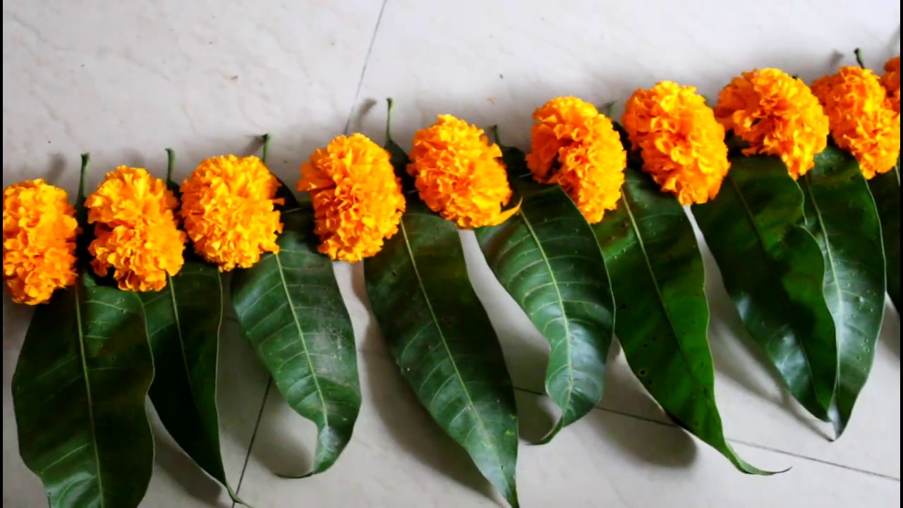 How to make Marigold flower toran\Marigold flower toran for Diwali and ...