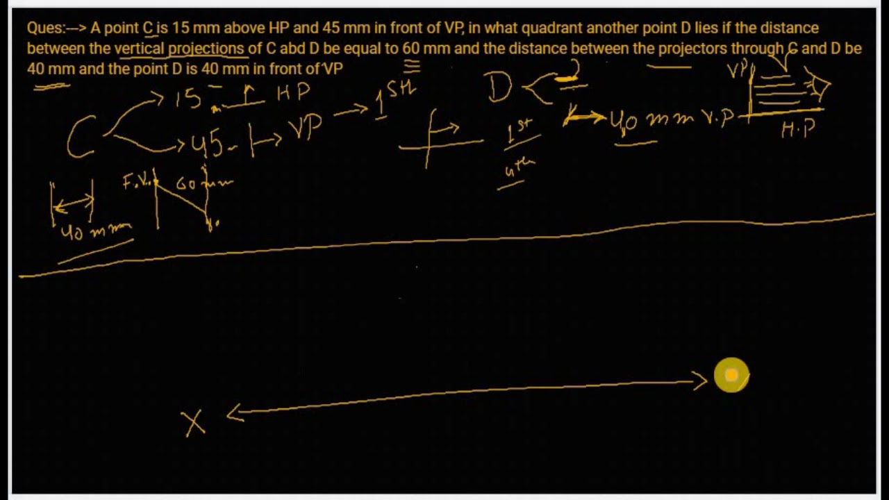 How to draw a Point Projection Ques 3 || Engineering Graphics - YouTube