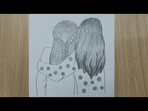 How to draw two girls || how to draw sisters - YouTube