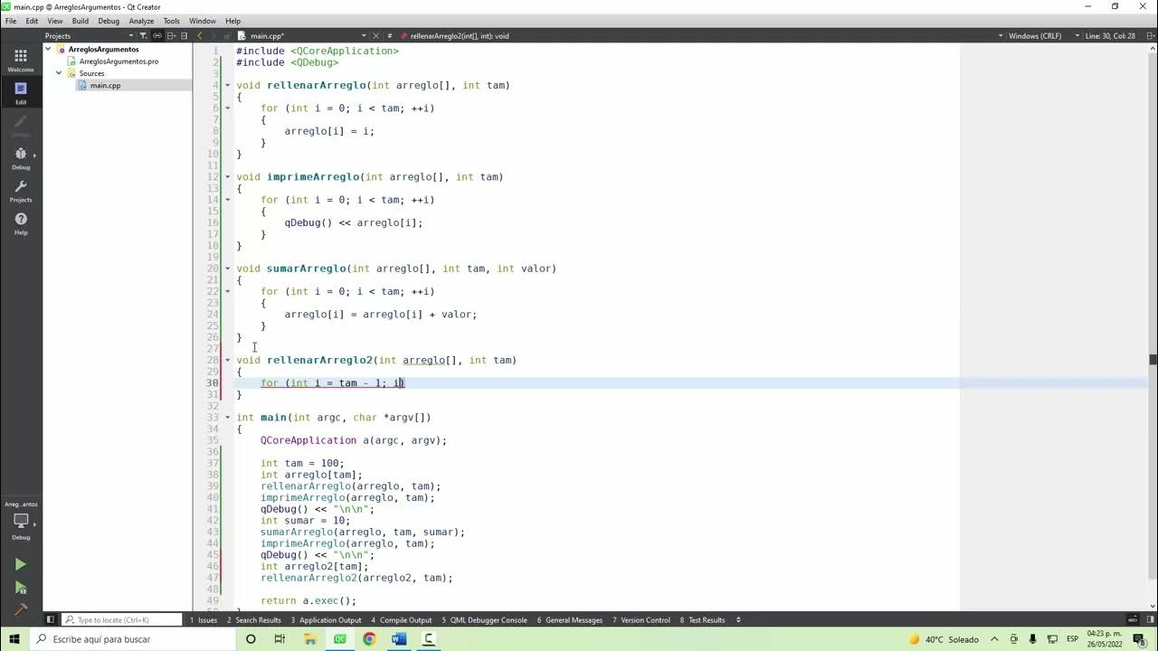 Tutorial Qt Creator - 026 - Pasar arreglos como parámetros de funciones ...