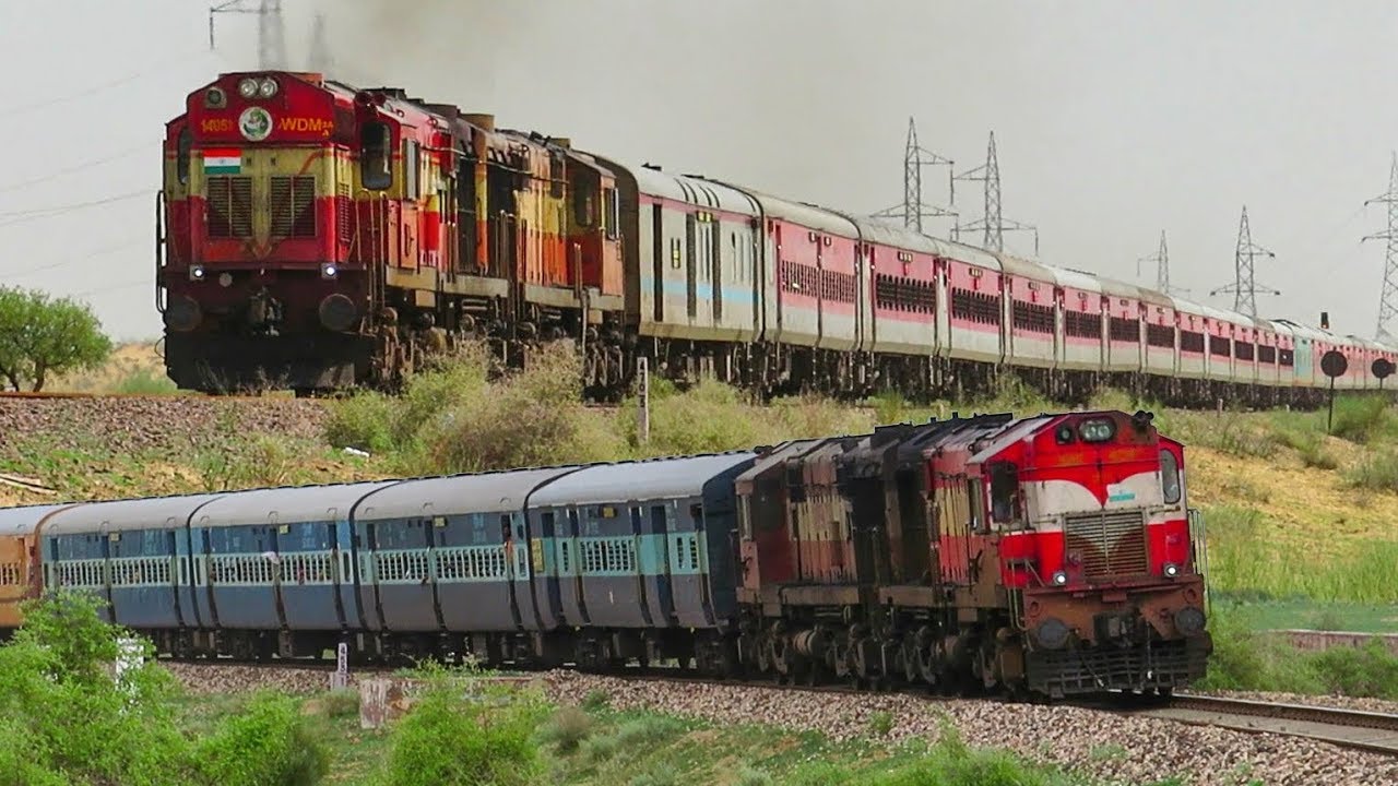 Double Diesel Engine Trains : Raging Alco Twins in Action - YouTube