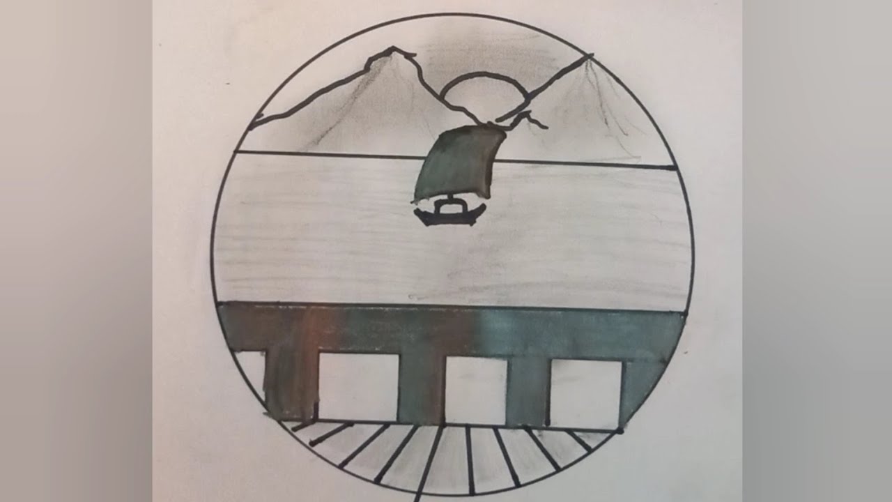 Scenery circle drawing. Circle drawing tutorial. - YouTube