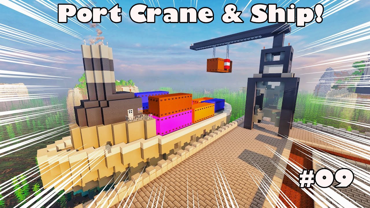 Port Crane & Ship | Minecraft Harbour Town | Episode #09 - YouTube