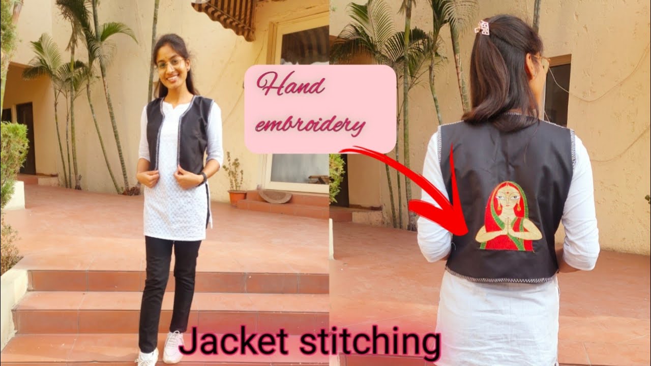Diy Embroidered jacket // how to stitch jacket// Girl's jacket stitch ...