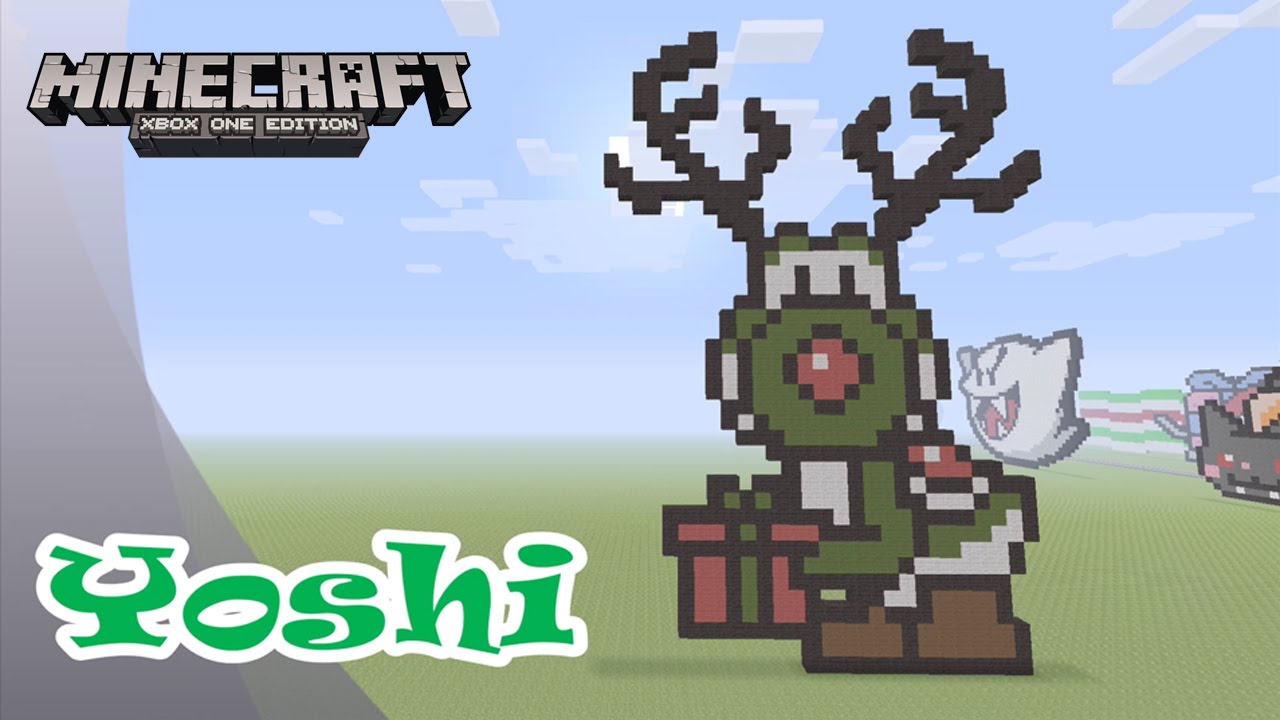 Minecraft: Pixel Art Tutorial and Showcase: Christmas Yoshi (Rudolph ...
