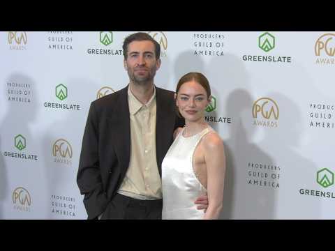 Dave McCary and Emma Stone on the black carpet at the 2026 PGA Awards