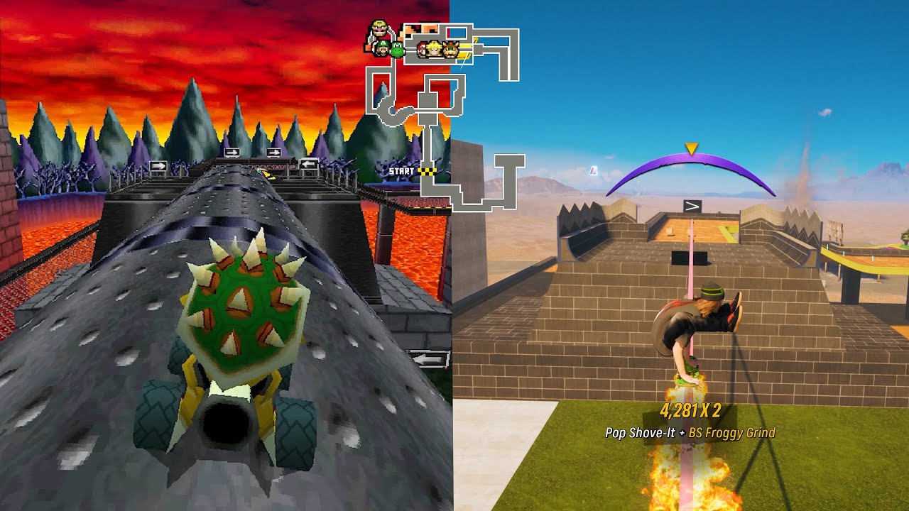 Mario Kart DS Bowser Castle Remade in THPS 3+4 | Direct Comparison ...