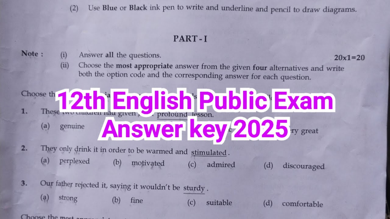 12th English Public Exam answer key 2025|12th English public full ...