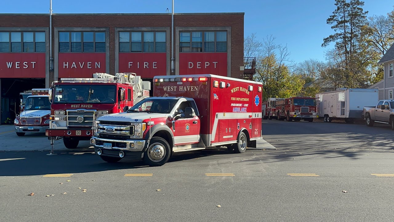 West Haven FD Rescue 27 responding - YouTube