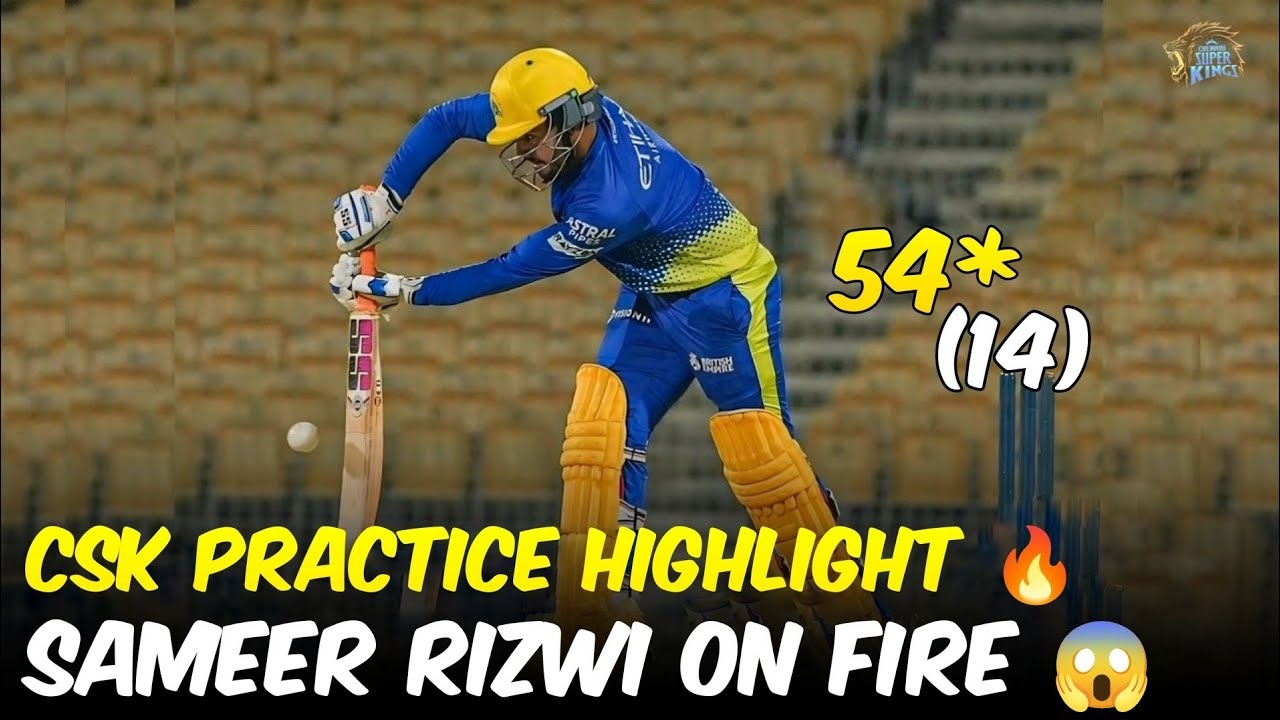 IPL 2024 : Sameer Rizwi Monster Batting Practice 😱 | CSK PRACTICE ...