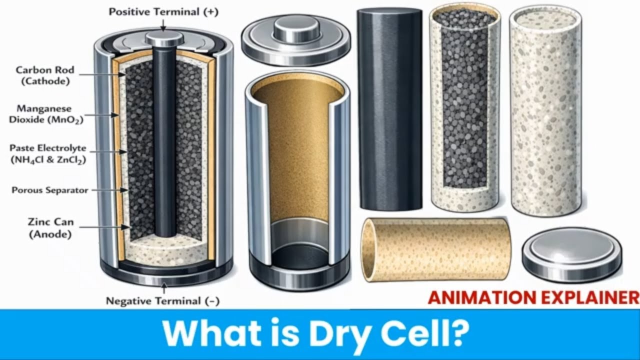 Dry Cell Working Principle Explained | Battery Technology Animation ...