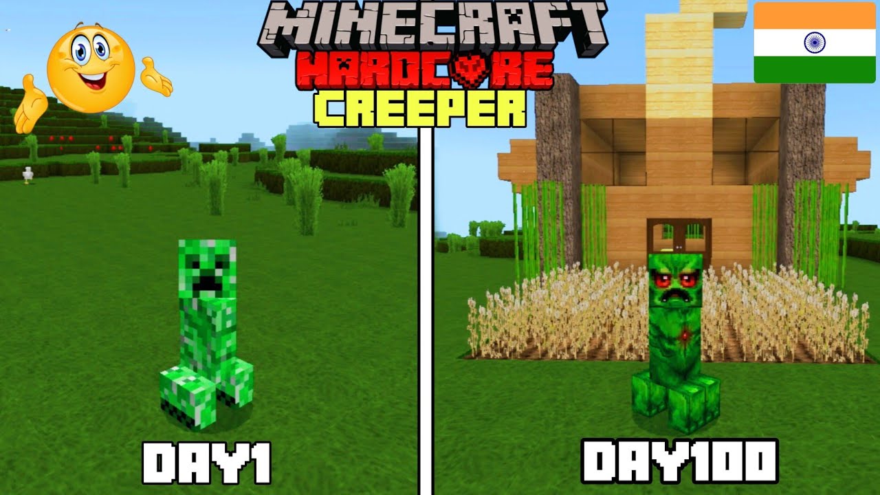 i survived 100 days as a creeper in minecraft hardcore (hindi) - YouTube
