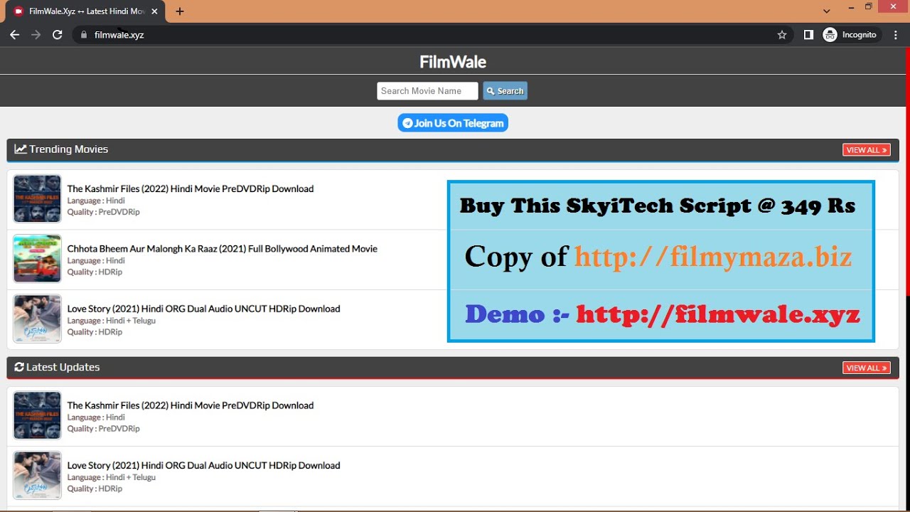 Movie Downloading SkyiTech Script v7.4 - Copy of FilmyMaza - YouTube