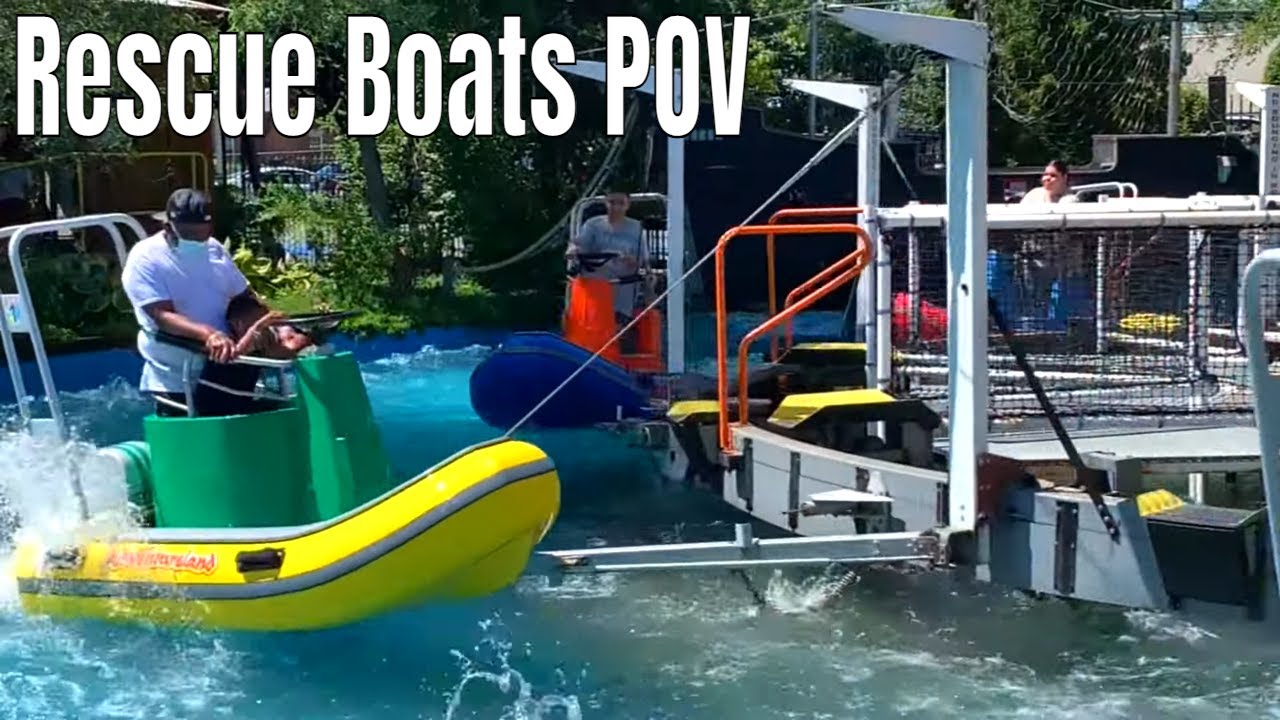 Rescue Boats (4K Front Seat On Ride POV)(Zamperla Rescue Boats Ride ...