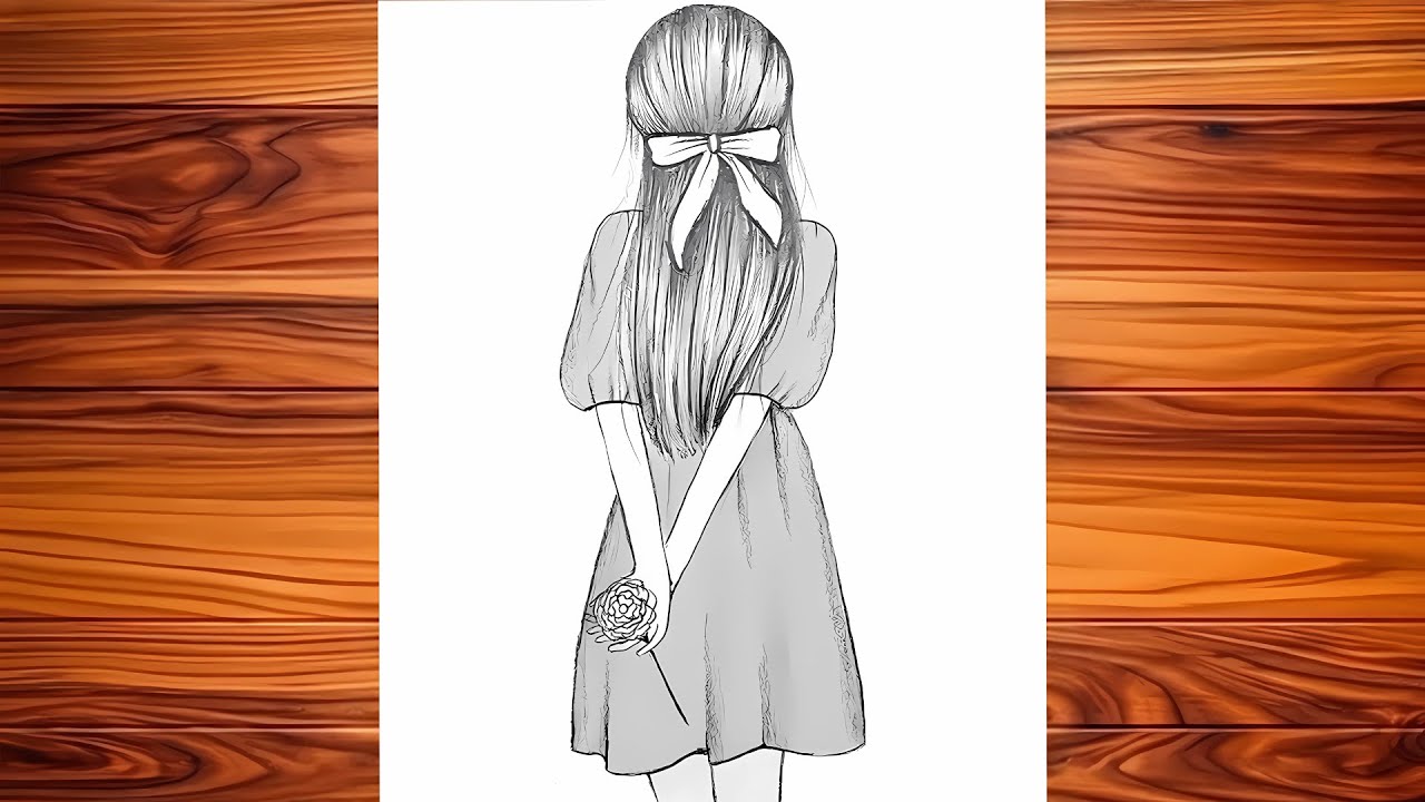 Easy girl Drawing.Beautiful sketch step by step with pencil - YouTube