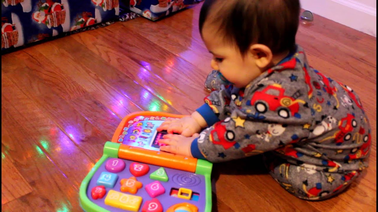 Isaac's First Computer Laptop! 8 Months Old Fisher-Price Laugh & Learn ...