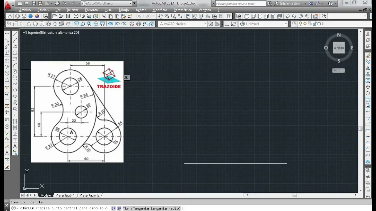 Autocad 2D usando Tangente Tangente Radio - YouTube