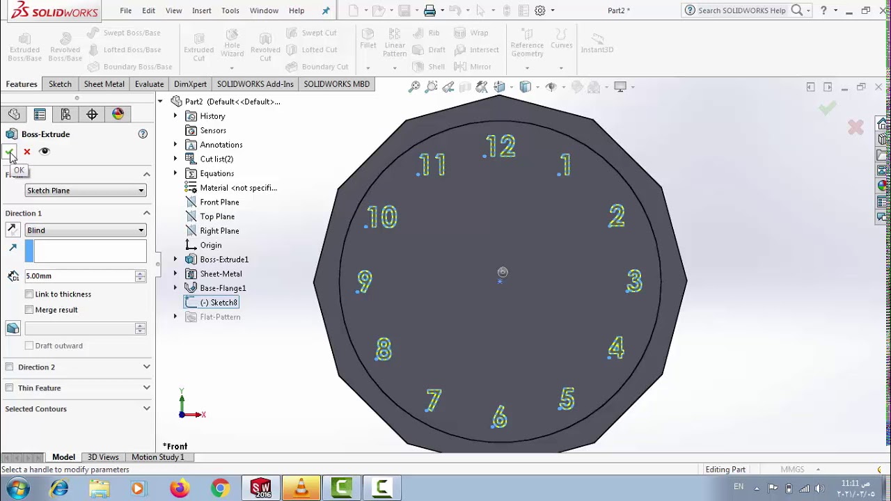 Design of Simple Wall Clock by Solidworks - YouTube