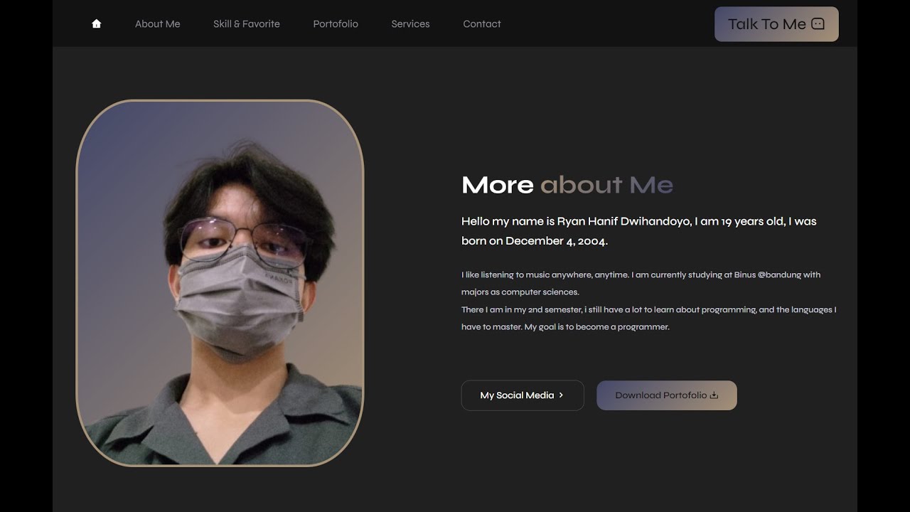 Membuat web portofolio dengan HTML CSS JAVA || Ryan hanif - 2702358134 ...