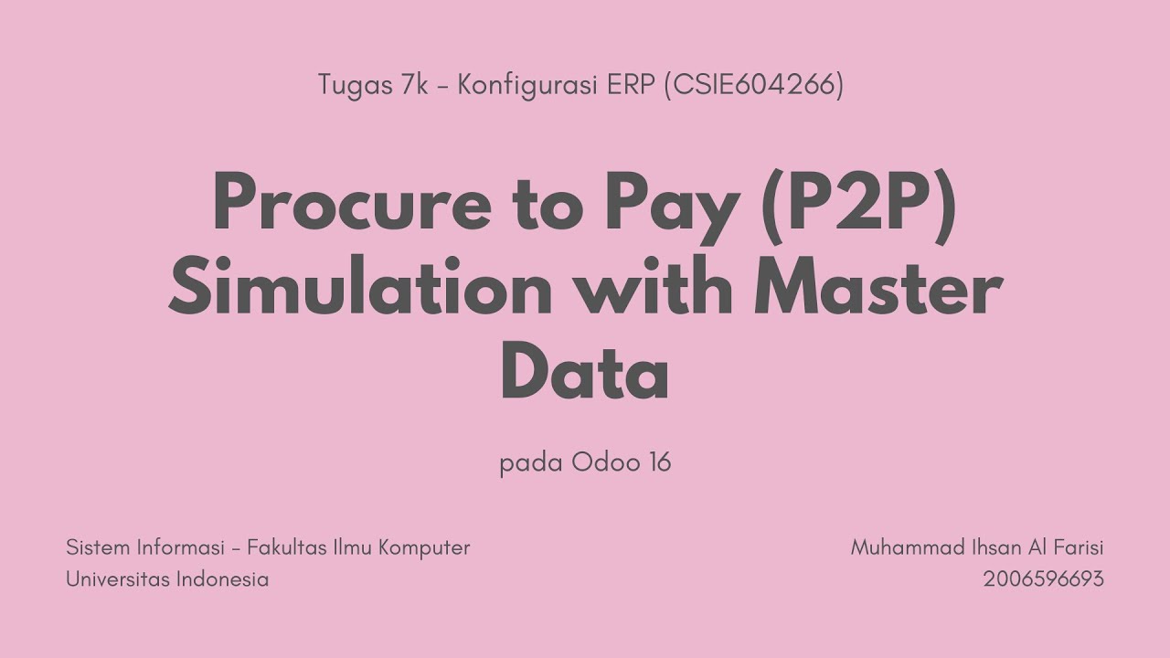 [Odoo 16] Procure to Pay (P2P) Simulation with Master Data - YouTube