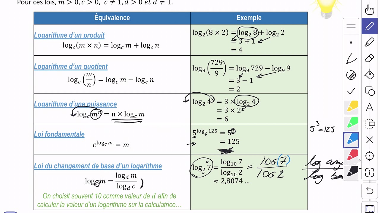 V3.6 Lois des logarithmes - YouTube