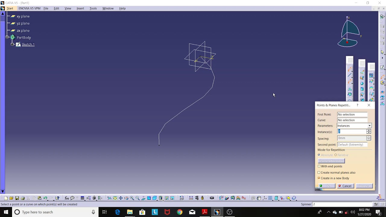 8. Wireframe and Surface Tutorial Catia V5: Creating Multiple Points ...