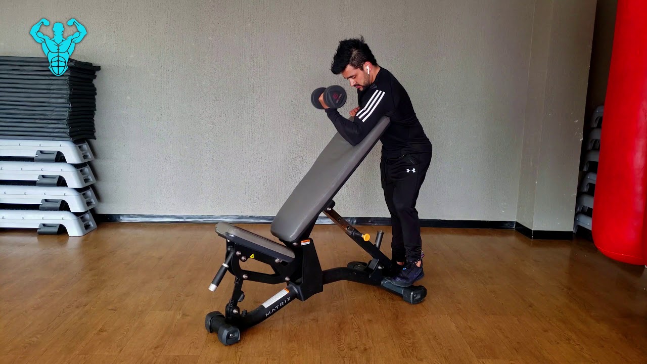 EXERCISES WITH DUMBBELL - Preacher Curl Single Arm - YouTube