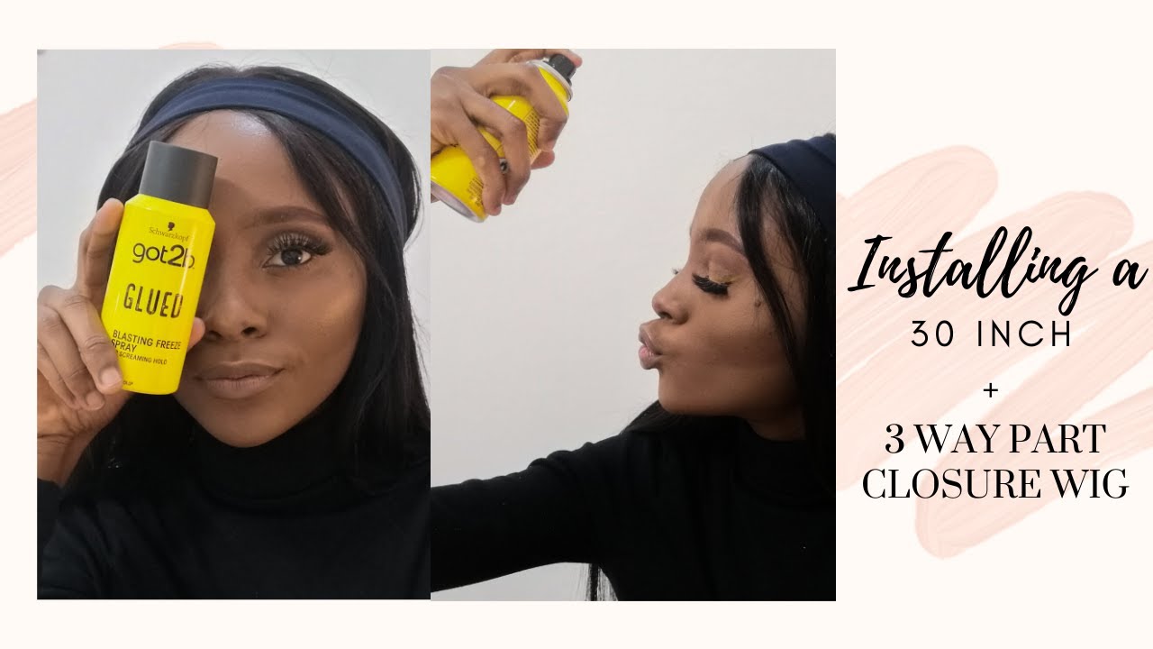 Installing a 30 inch + 3 way part closure wig | THATO DINALANE - YouTube