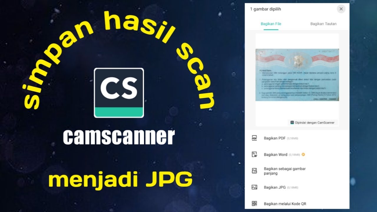 Cara simpan hasil scan di CamScanner ke JPG terbaru - YouTube