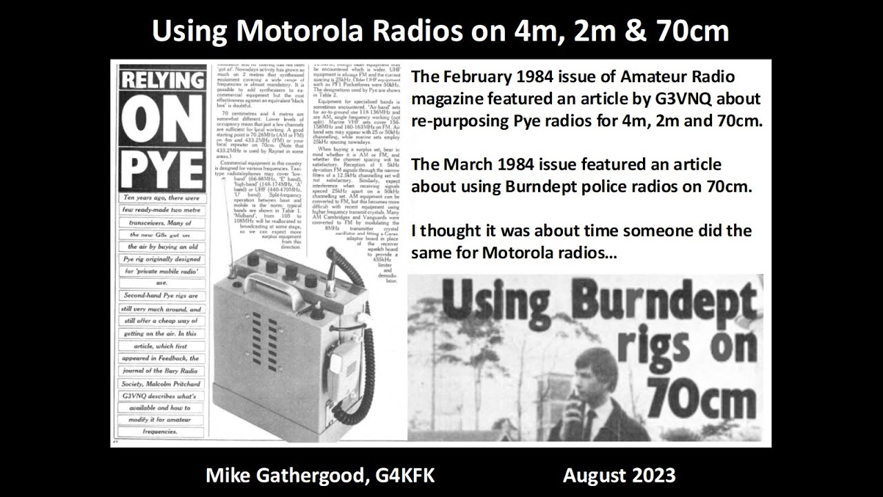Using Motorola Radios on 4m, 2m and 70cm By Mike G4KFK - YouTube