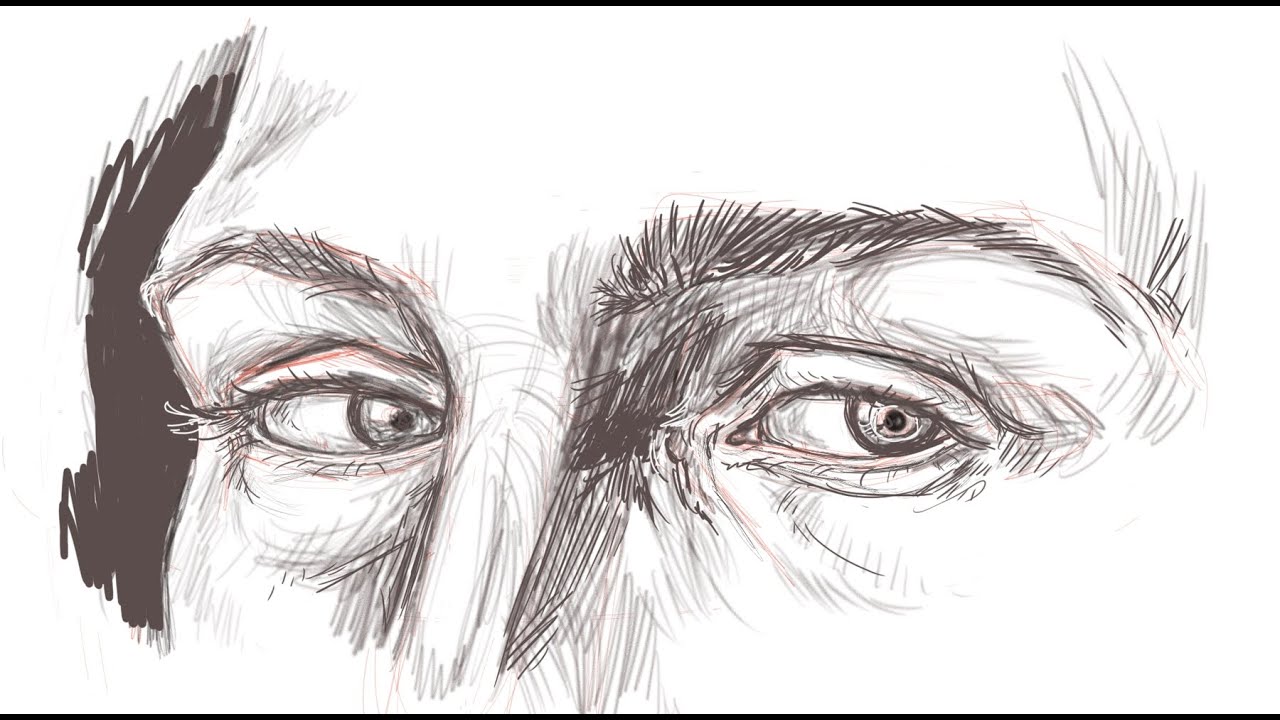 Three quarter view eyes drawing tutorial - YouTube
