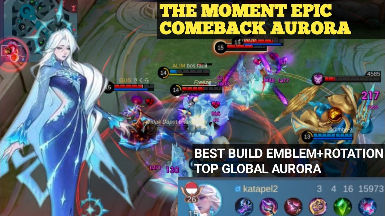 EPIC COMEBACK AURORA DI AWAL SEASON 36 !! Best build emblem rotation top global Aurora ! #mlbb ...
