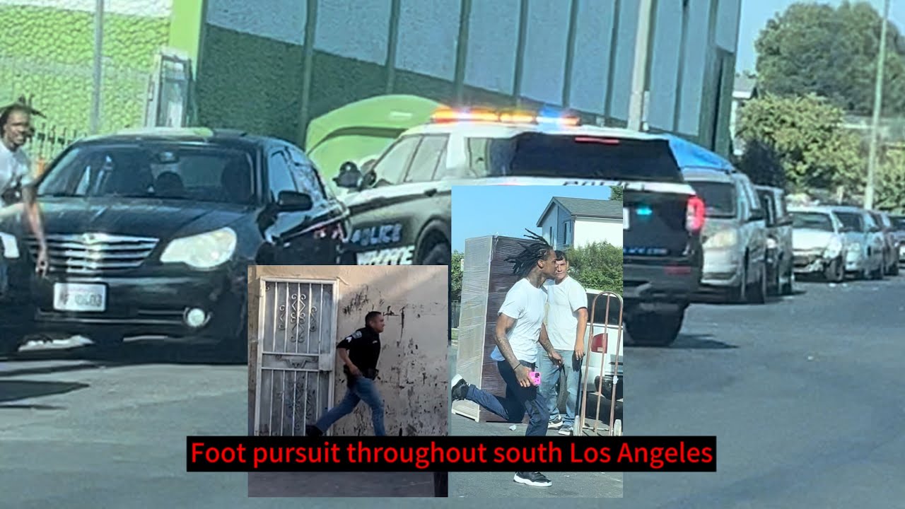 Robbery suspect fleeing through South Los Angeles - YouTube