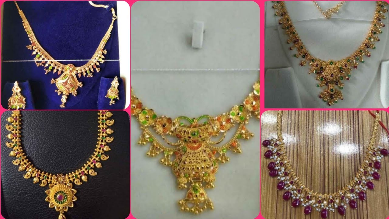 latest gold necklace collection with weight and shop details| huge of ...
