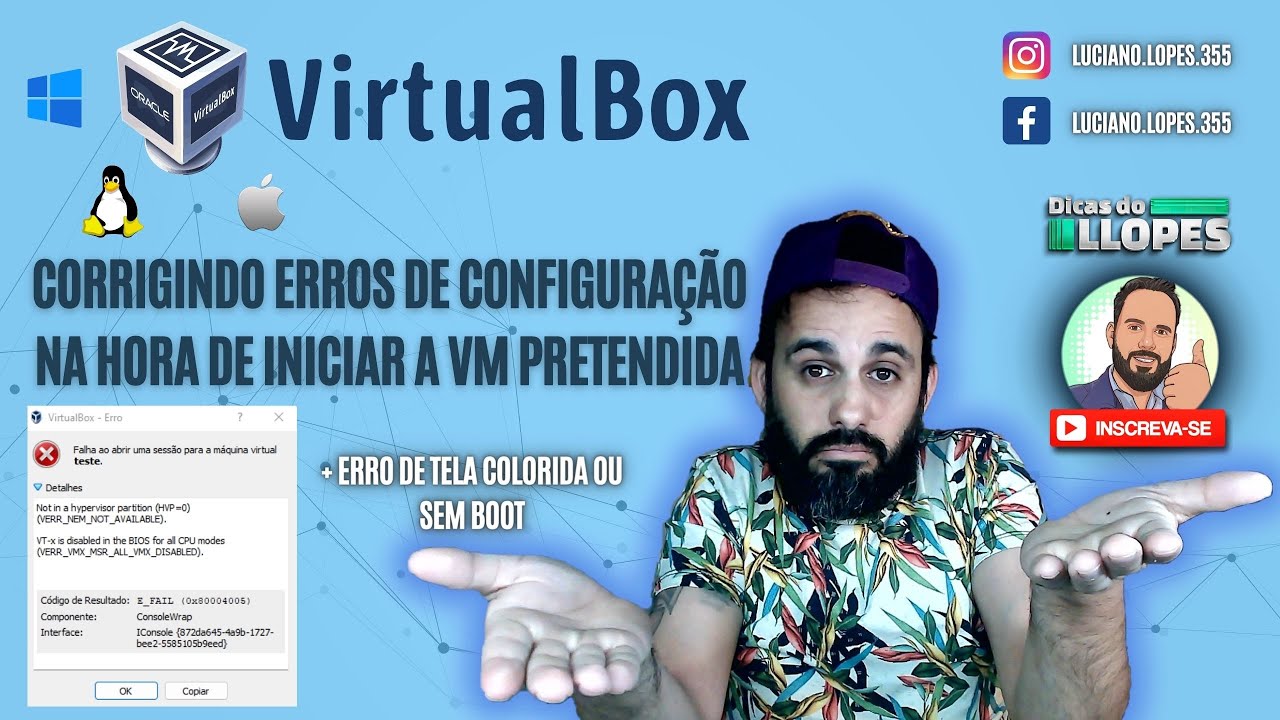 CORREÇÃO DE ERROS no VirtualBox, erro VT-x is disabled in the BIOS for ...