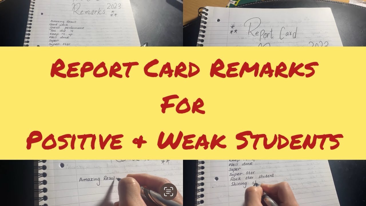Report Card Remark for Weak & Positive Students 2025 - YouTube
