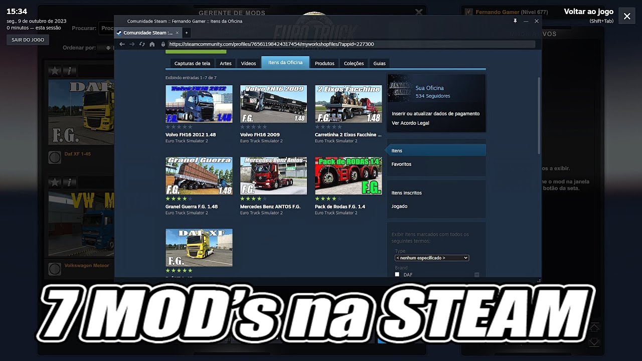 7 MOD's na Steam - Caminhões, rebqoue e rodas - ETS2 1.48 - YouTube